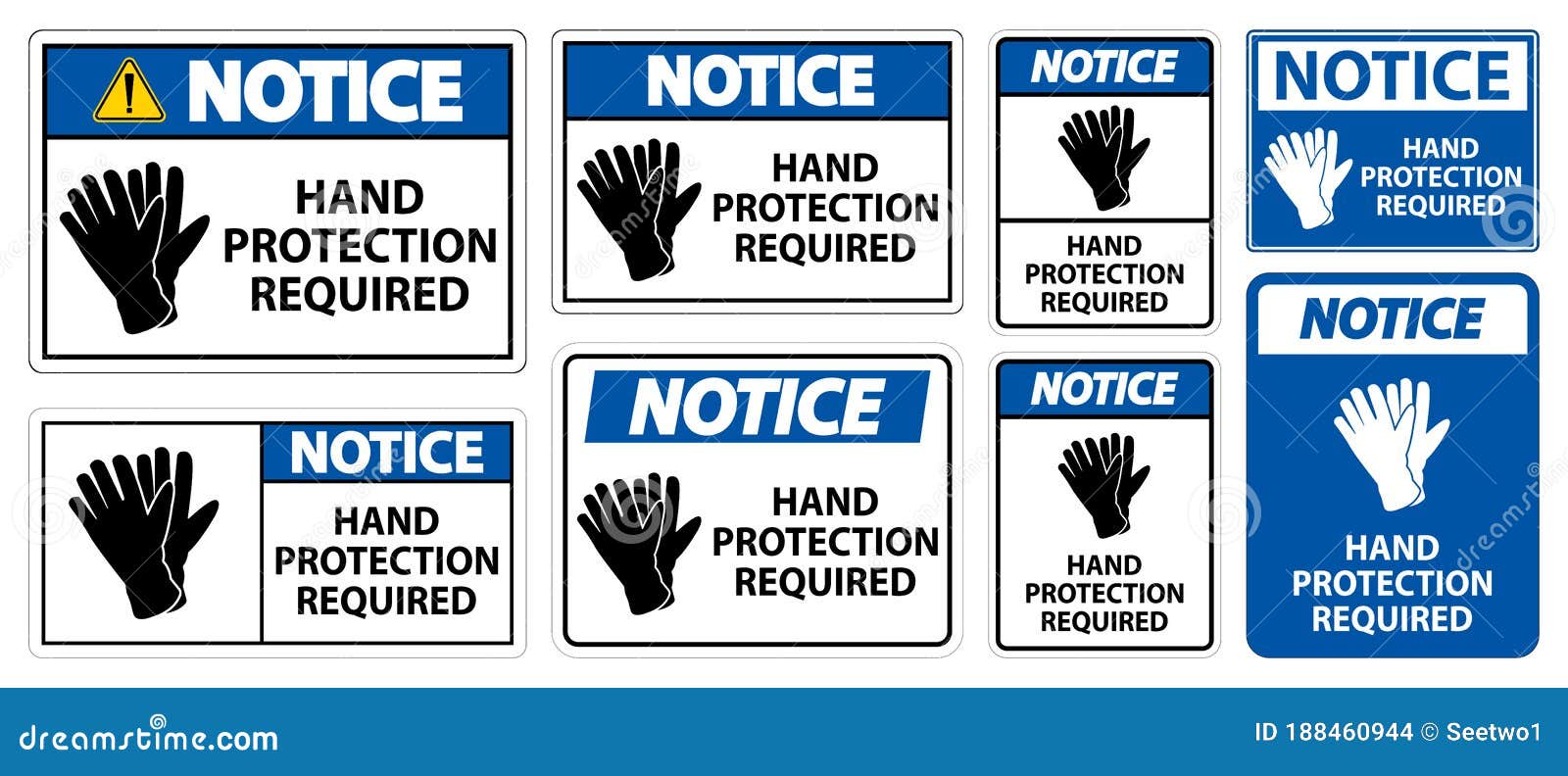 Notice Hand Protection Required Sign on White Background Stock Vector ...