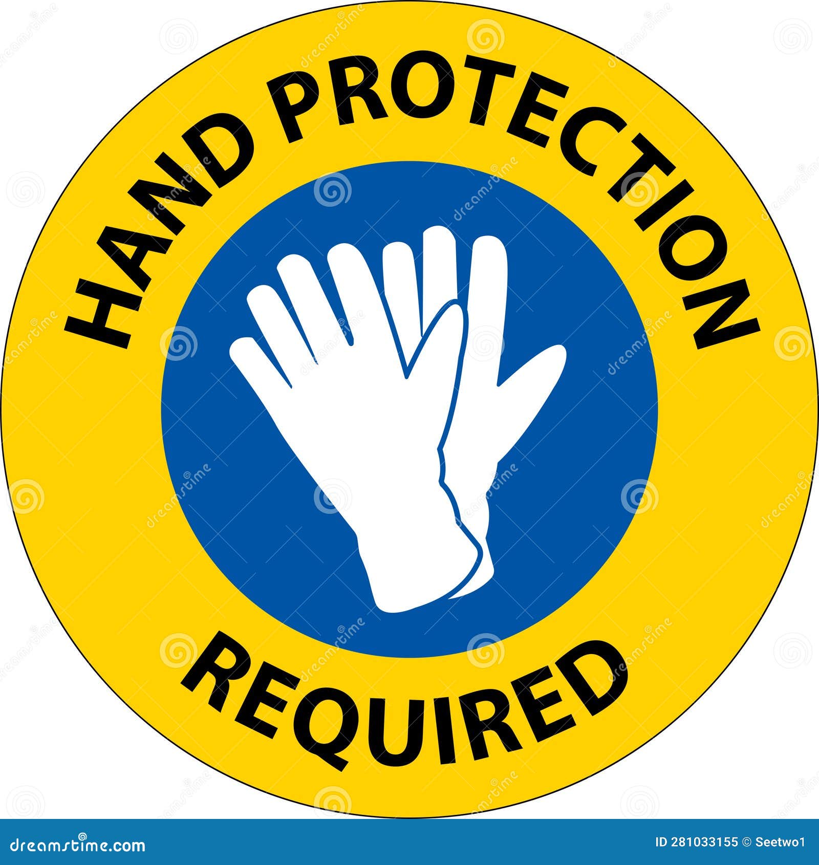 Notice Hand Protection Required Sign on White Background Stock Vector ...