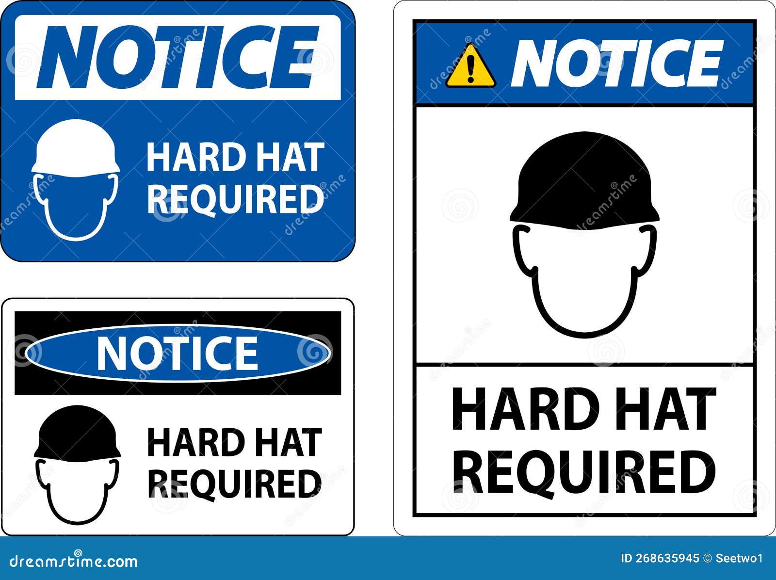 Notice Hard Hat Required Sign on White Background Stock Vector ...
