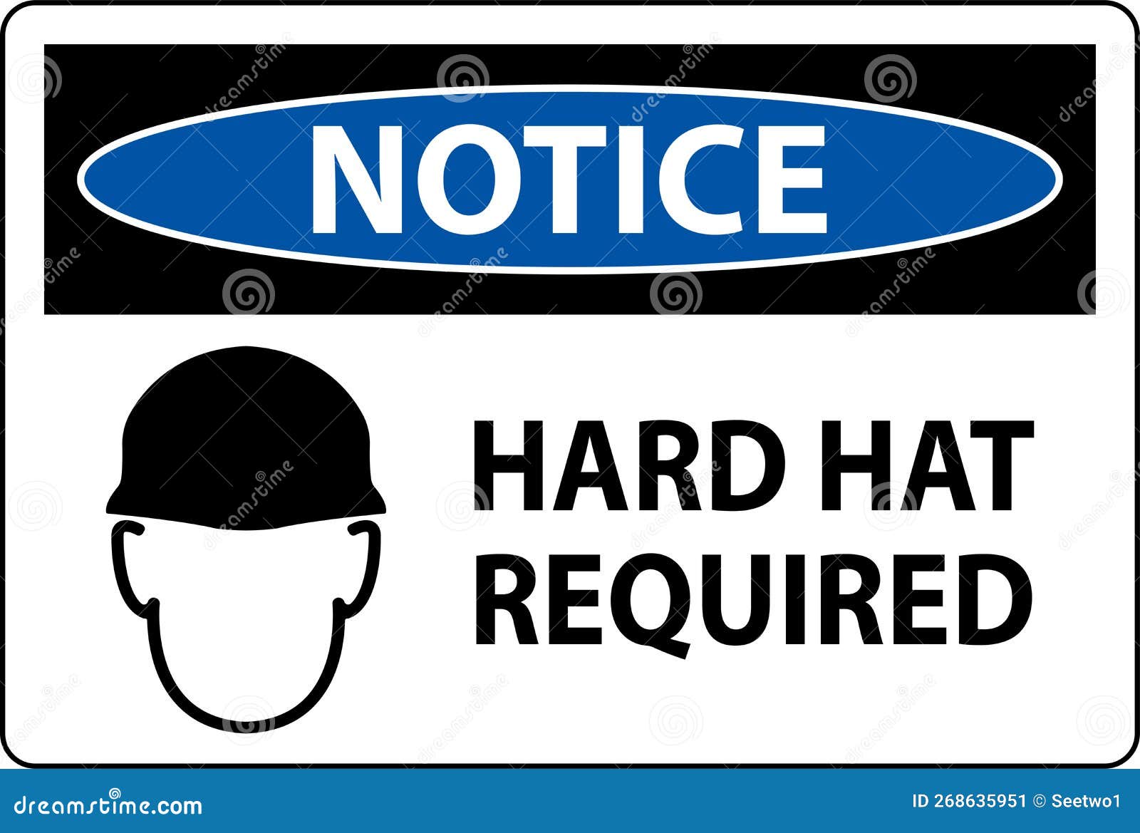 Notice Hard Hat Required Sign on White Background Stock Vector ...