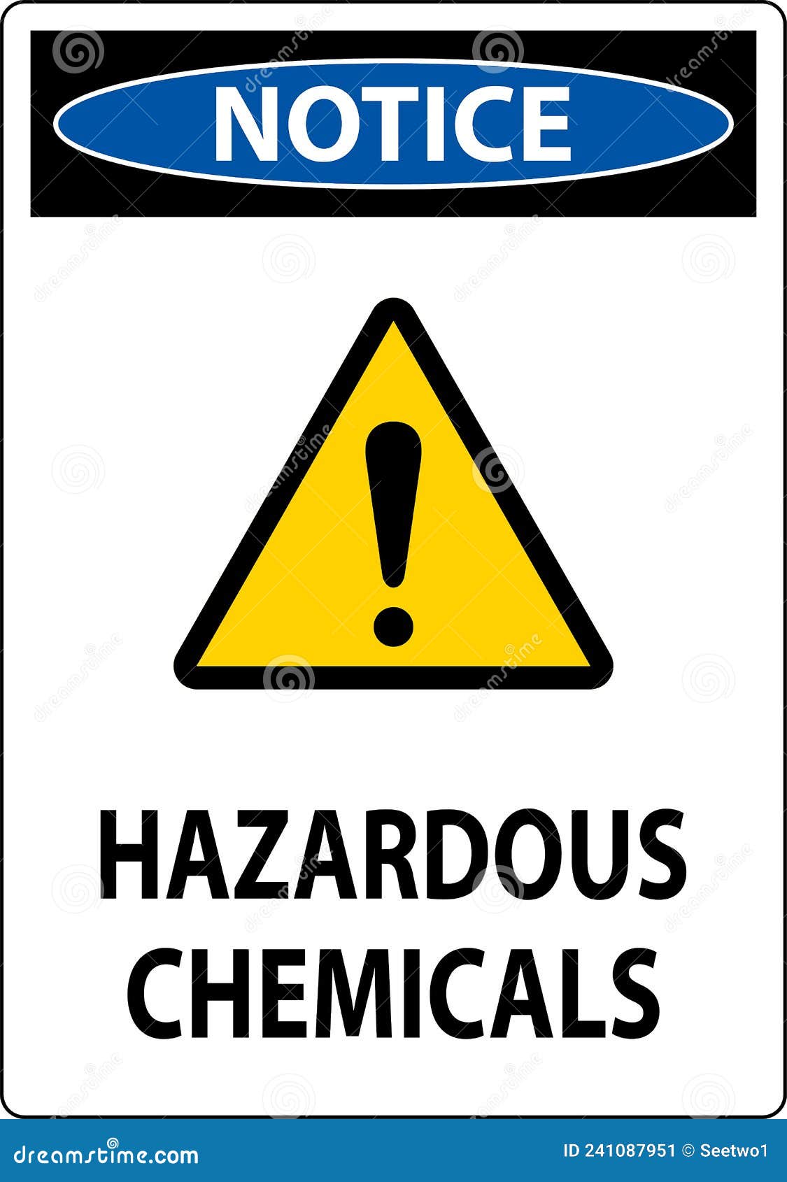 Notice Hazardous Chemicals Sign on White Background Stock Vector ...