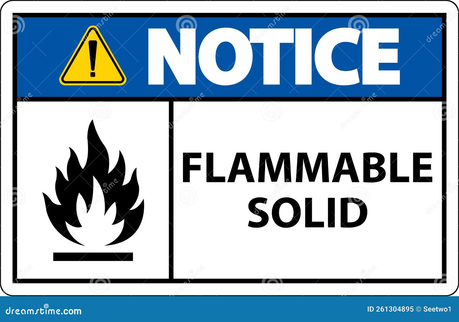 Notice Hazardous Signs Flammable Solid on White Background Stock Vector ...