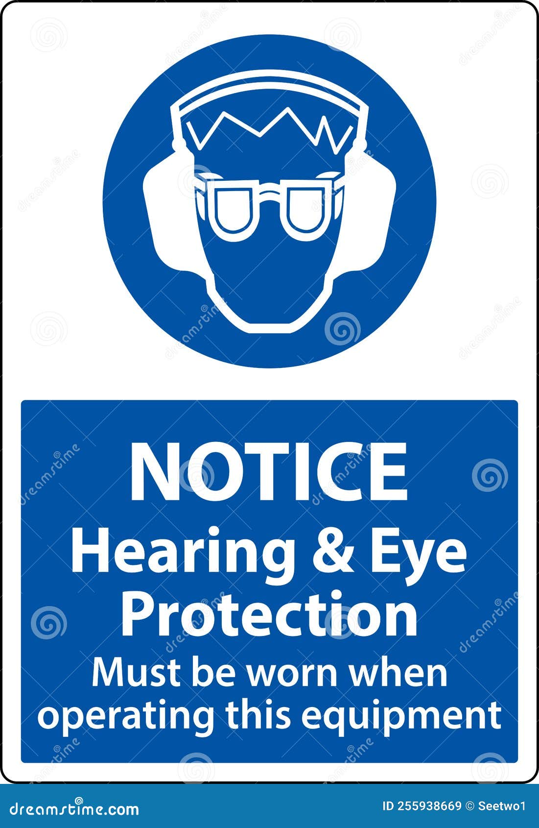 Notice Hearing and Eye Protection Sign on White Background Stock Vector ...