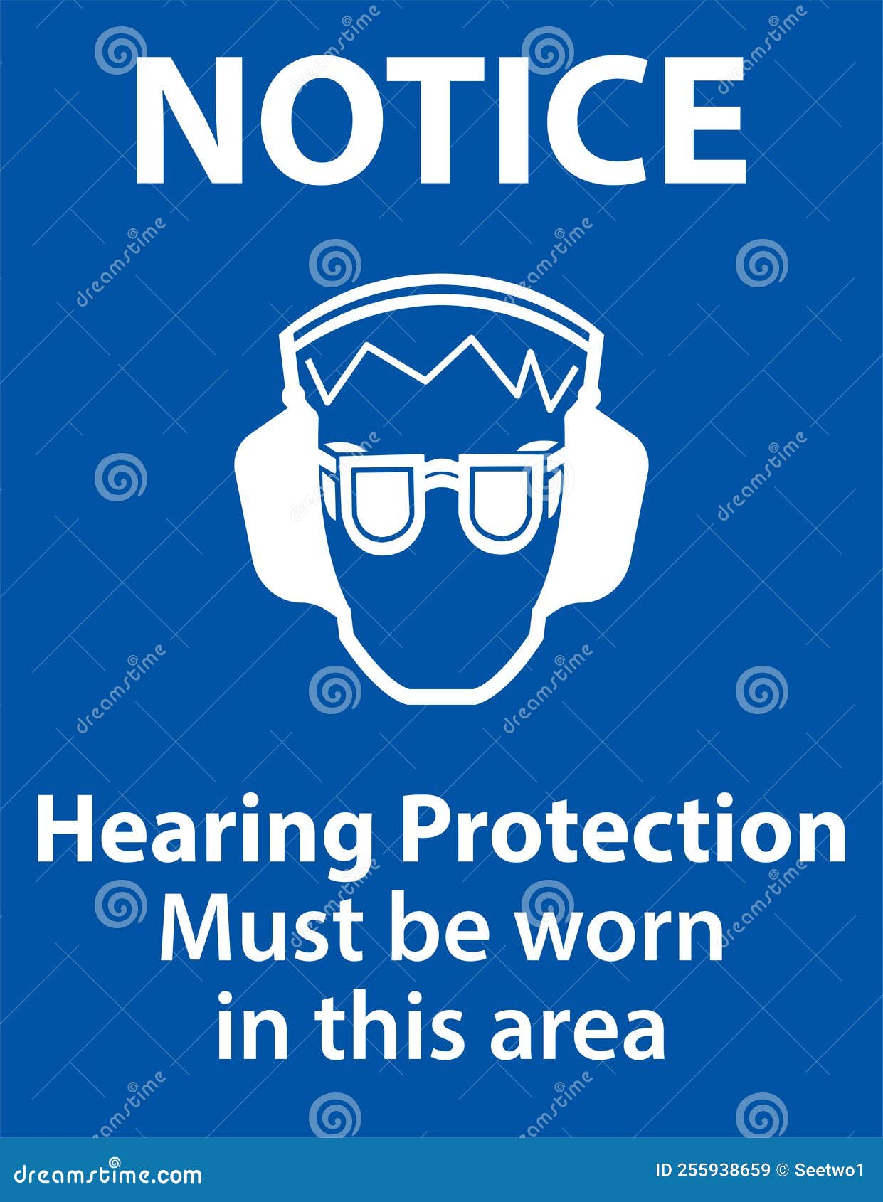 Notice Hearing Protection Must Be Worn Sign on White Background Stock ...