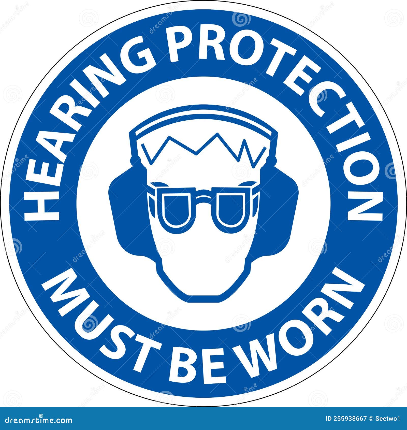 Notice Hearing Protection Must Be Worn Sign on White Background Stock ...