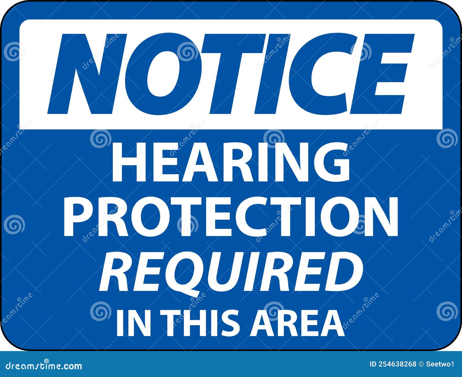 Notice Hearing Protection Required Sign on White Background Stock ...