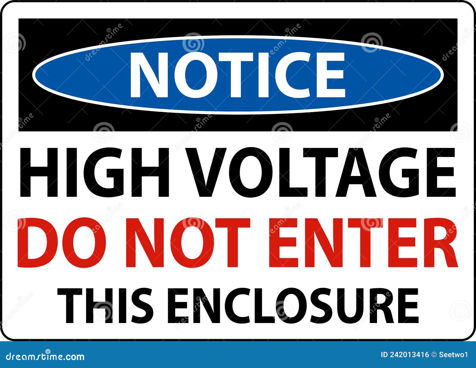 Notice High Voltage Do Not Enter Enclosure Sign Stock Vector ...