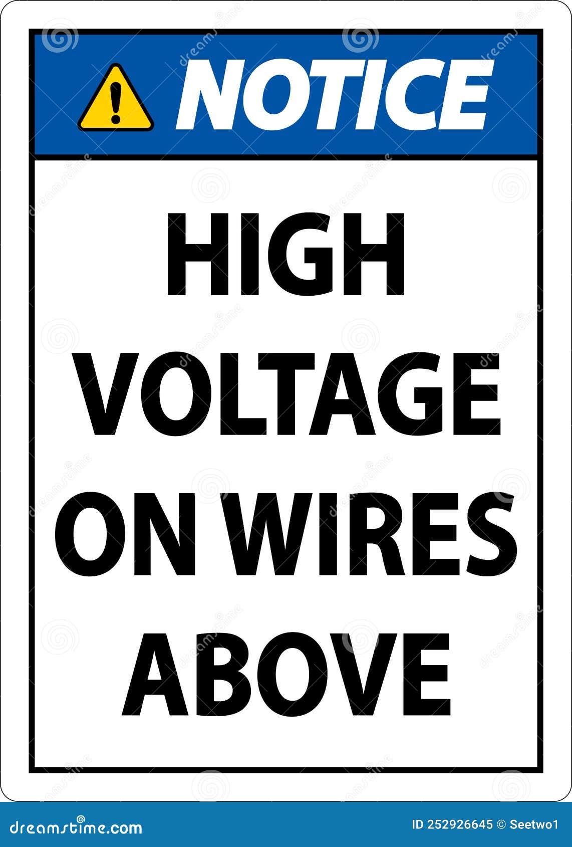 Notice High Voltage on Wires Above Sign on White Background Stock ...