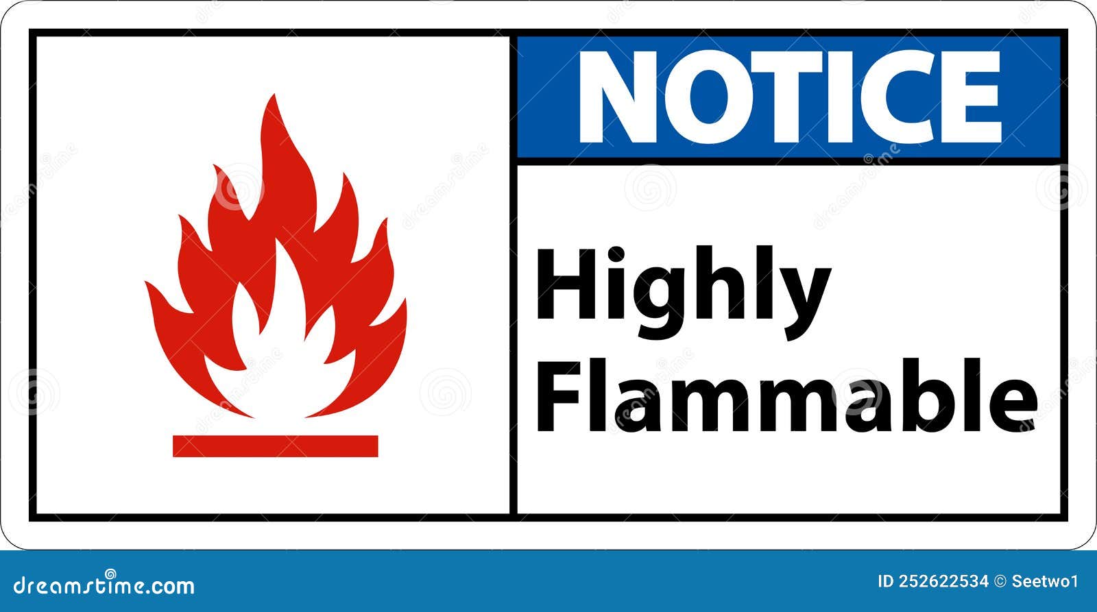 Notice Highly Flammable Sign on White Background Stock Vector ...