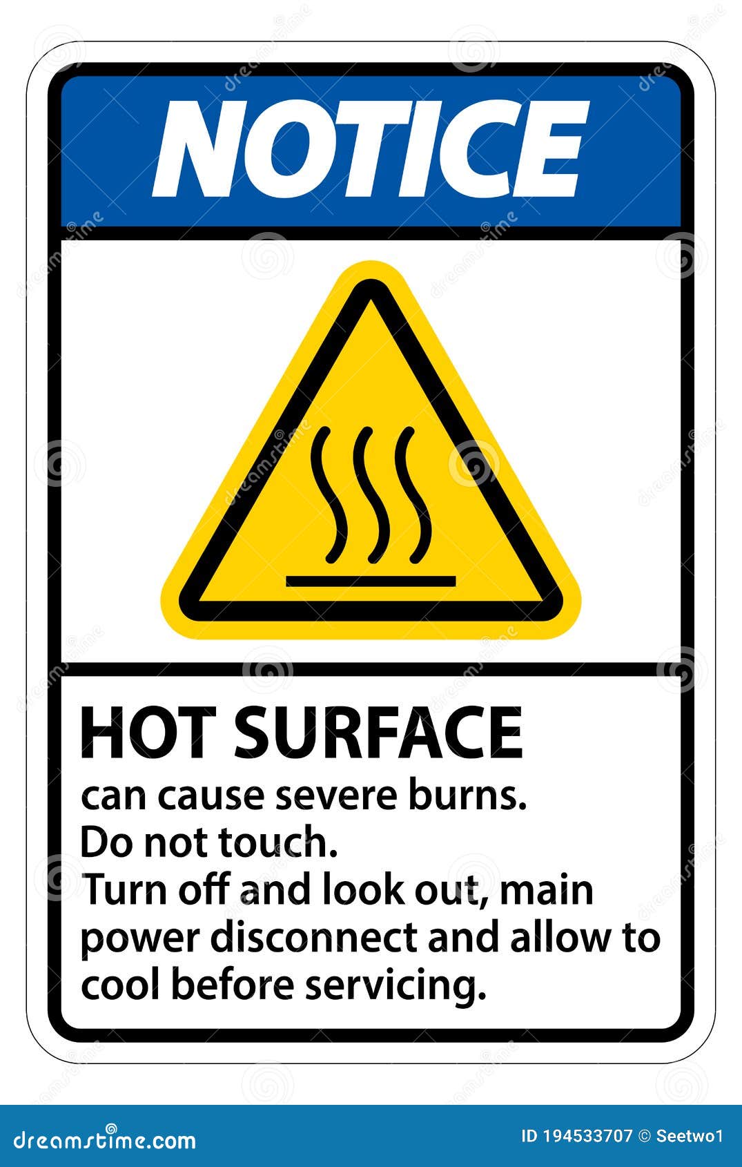 Notice Hot Surface Sign on White Background Stock Vector - Illustration ...