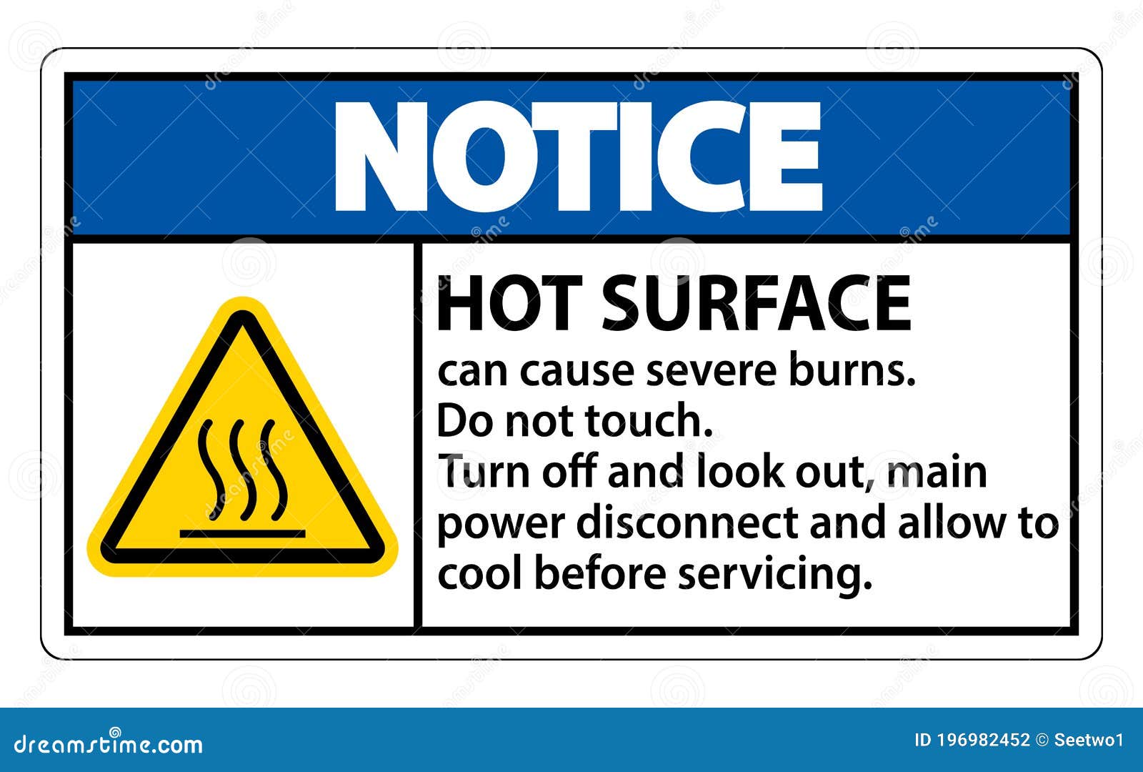 Notice Hot Surface Sign on White Background Stock Vector - Illustration ...