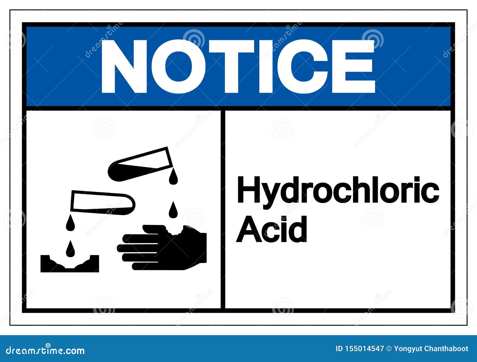Notice Hydrochloric Acid Symbol Sign ,Vector Illustration, Isolate on ...