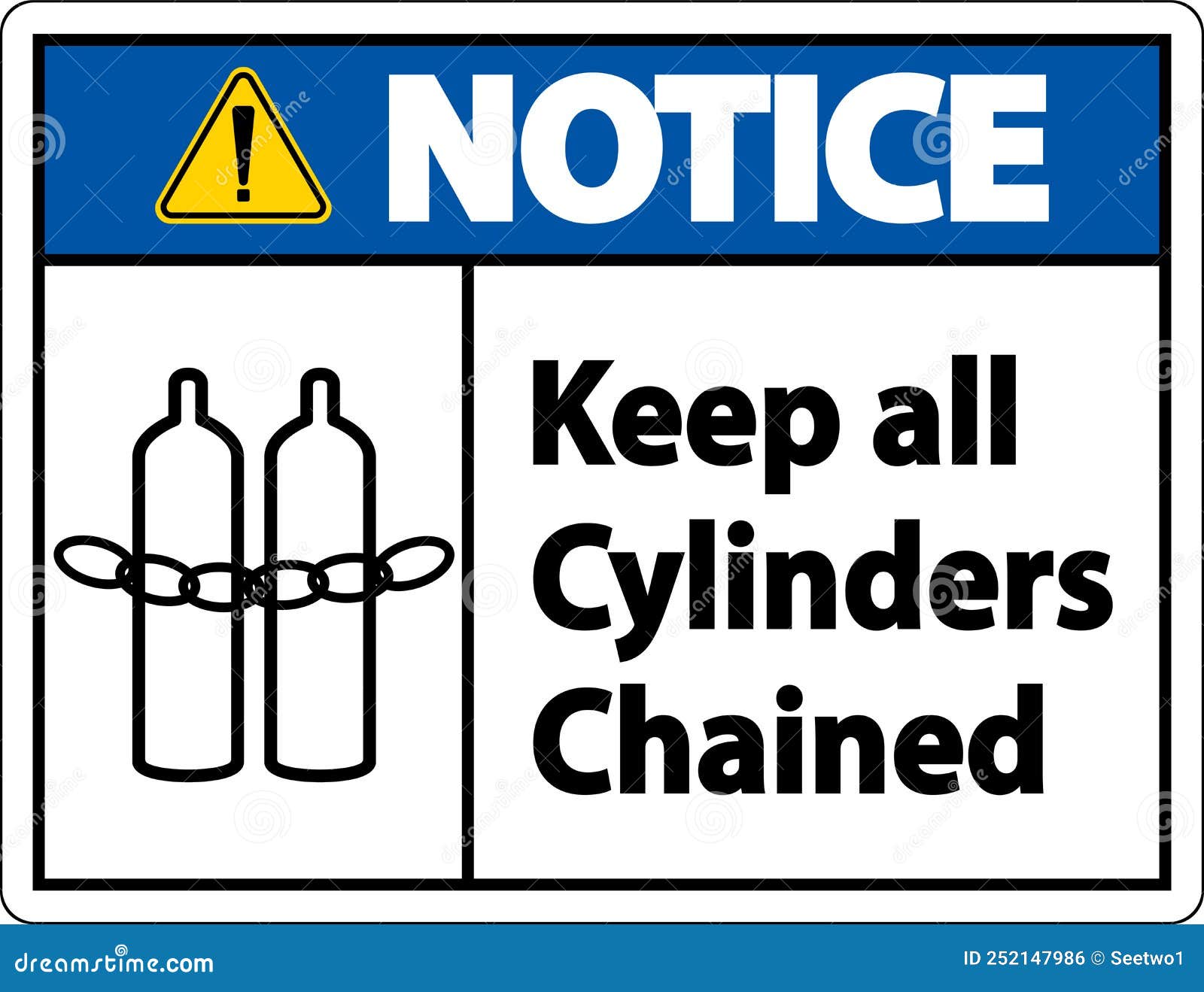 Notice Keep All Cylinders Chained Symbol Sign on White Background Stock ...