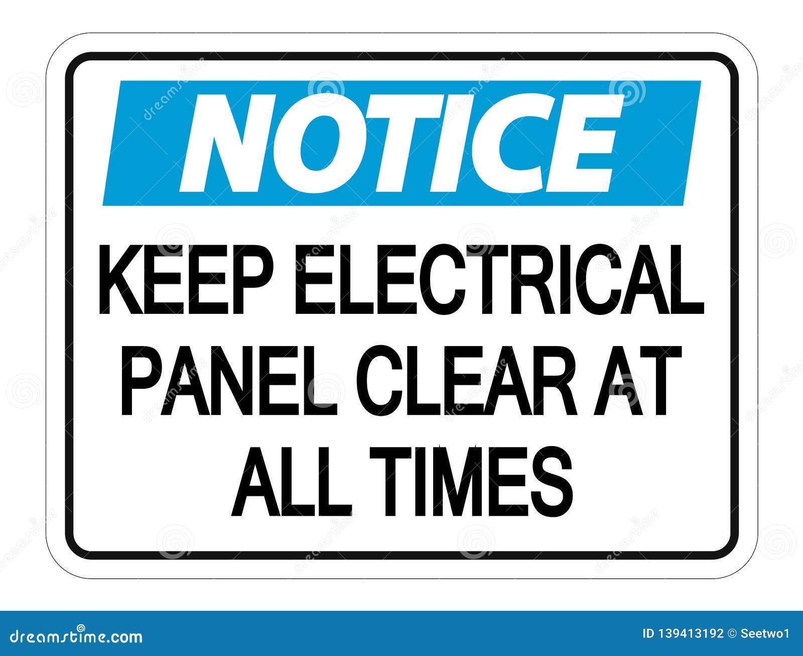 Symbol Notice Keep Electrical Panel Clear at All Times Sign on White ...