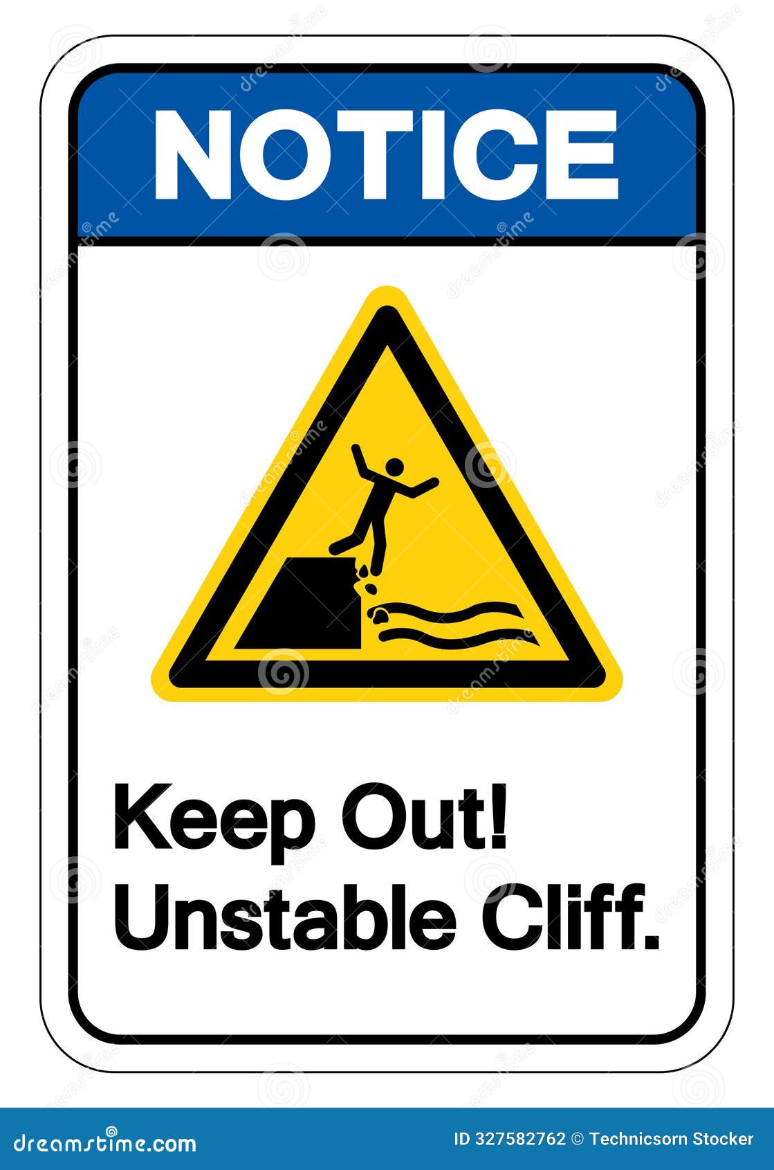 Notice Keep Out Unstable Cliff Symbol Sign, Vector Illustration ...