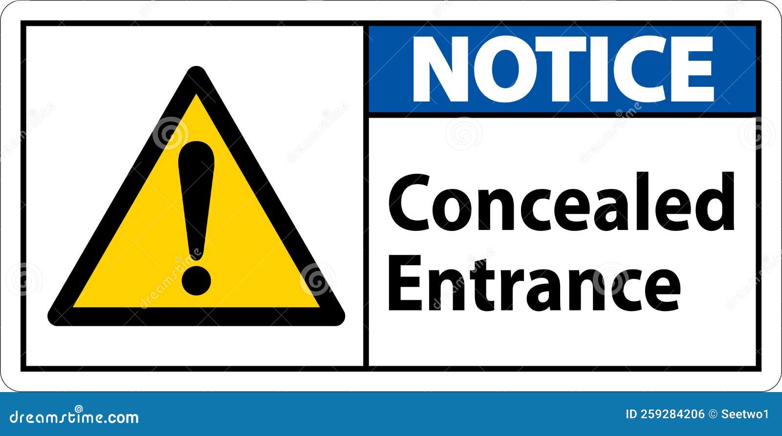 Notice Label Concealed Entrance Sign on White Background Stock Vector ...