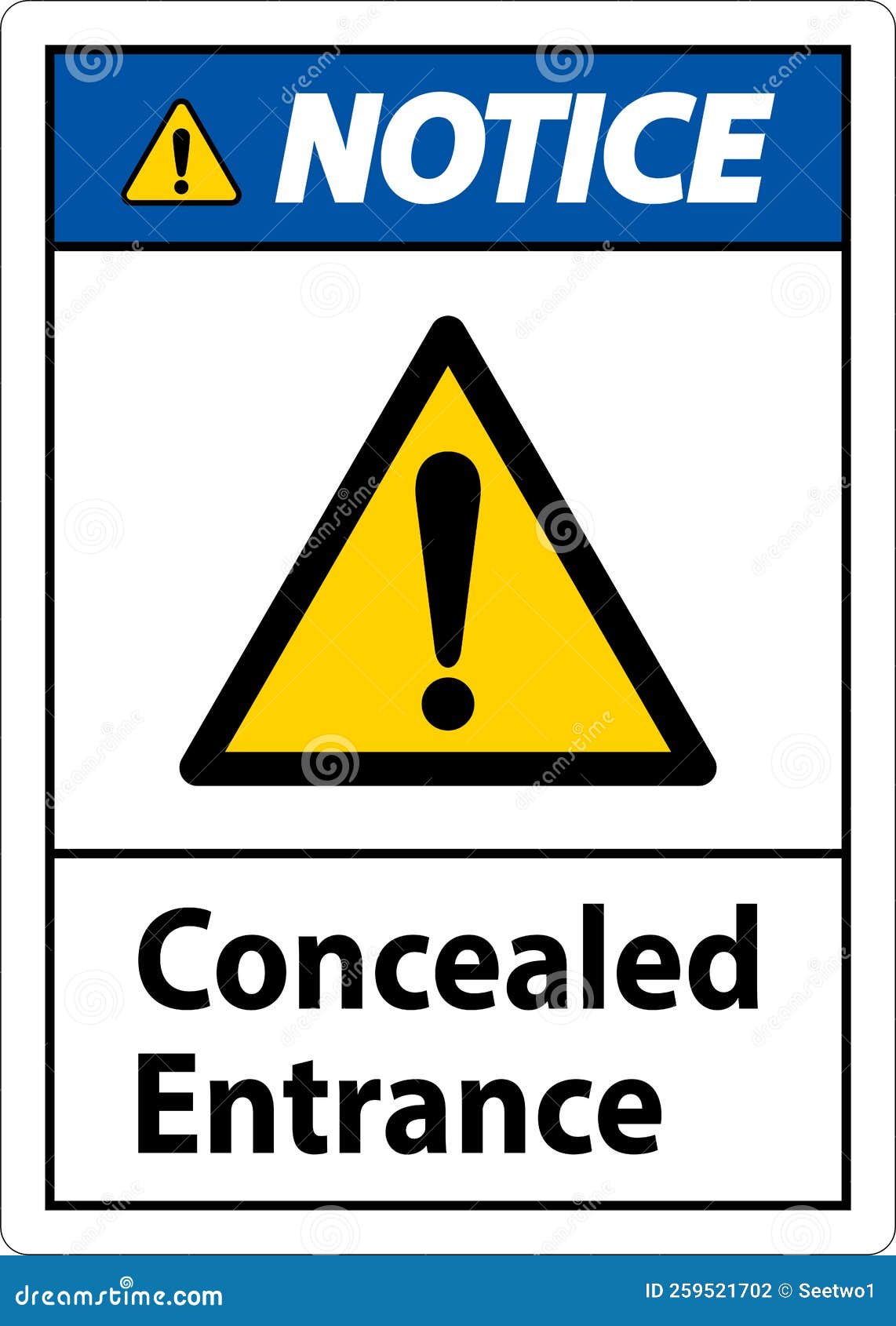 Notice Label Concealed Entrance Sign on White Background Stock Vector ...