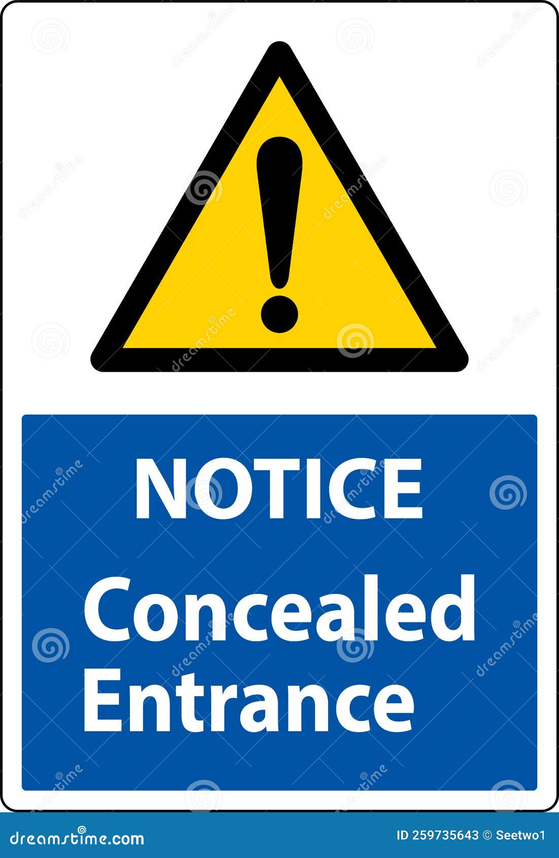 Notice Label Concealed Entrance Sign on White Background Stock Vector ...