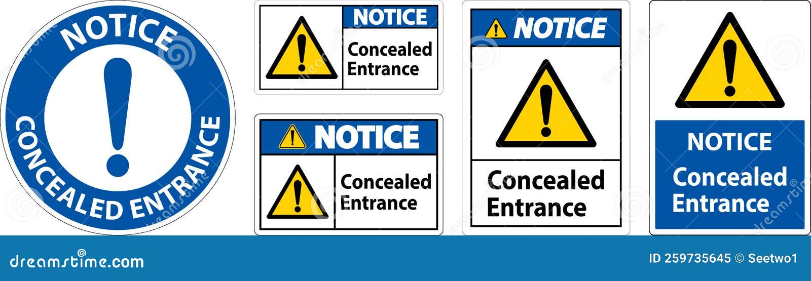Notice Label Concealed Entrance Sign on White Background Stock Vector ...