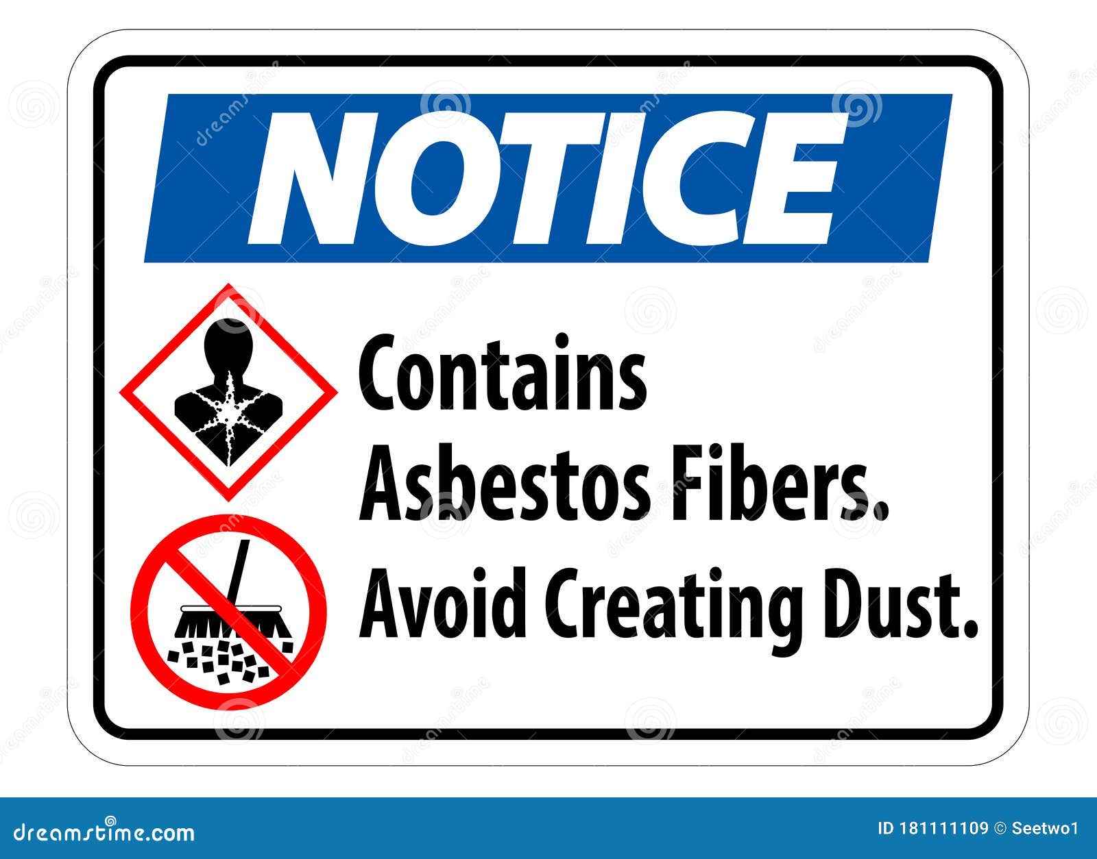 Notice Dust Hazard Wear Appropriate Dust Mask In This Area Symbol Sign ...