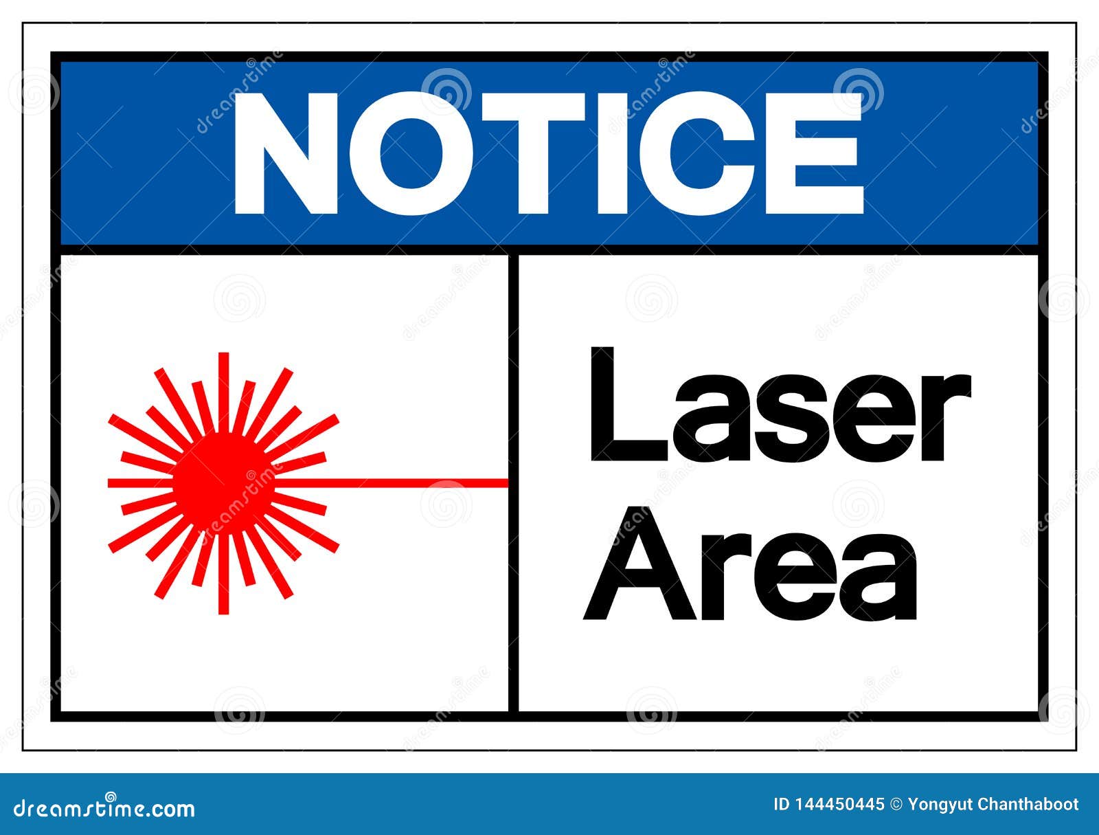 Notice Laser Area Symbol Sign, Vector Illustration, Isolate on White ...