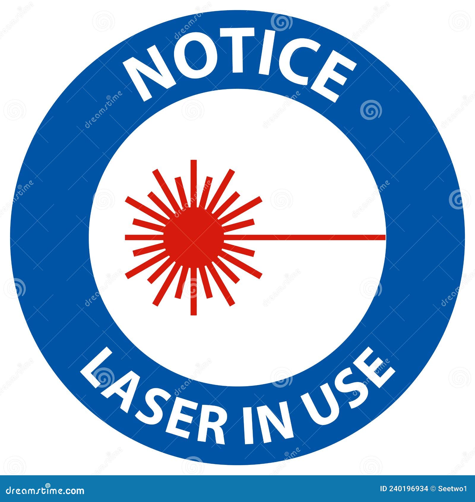 Notice Laser in Use Symbol Sign on White Background Stock Vector ...