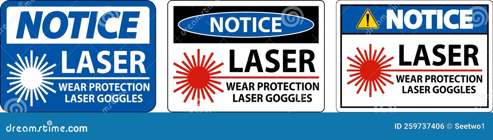 Notice Laser Wear Protective Laser Goggles Sign on White Background ...