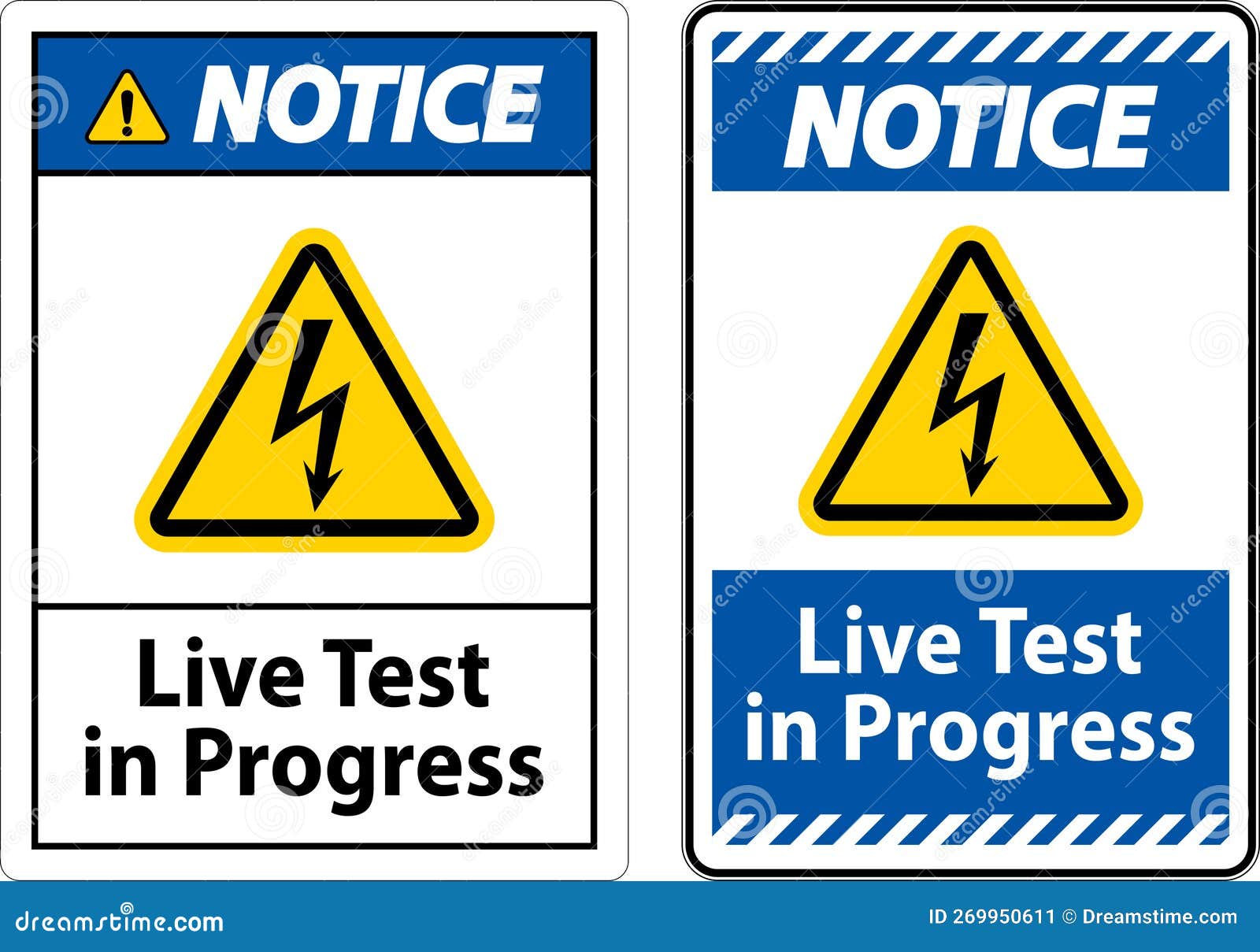 Notice Live Test in Progress Sign on White Background Stock Vector ...