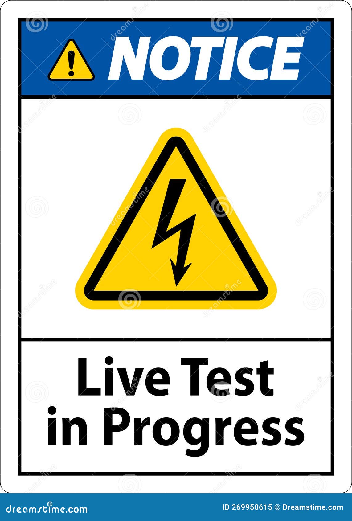 Notice Live Test in Progress Sign on White Background Stock Vector ...