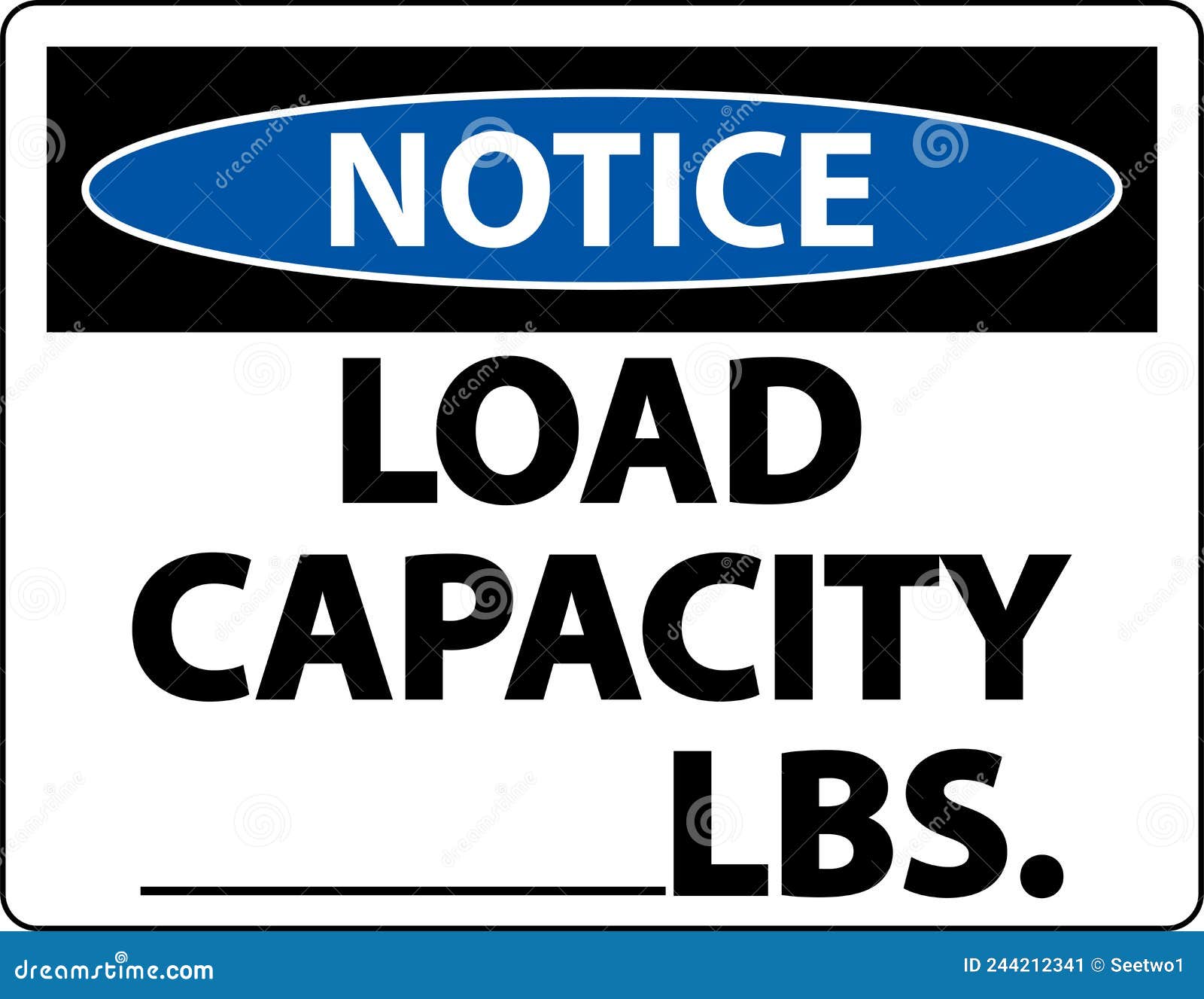 Notice Load Capacity Label Sign on White Background Stock Vector ...