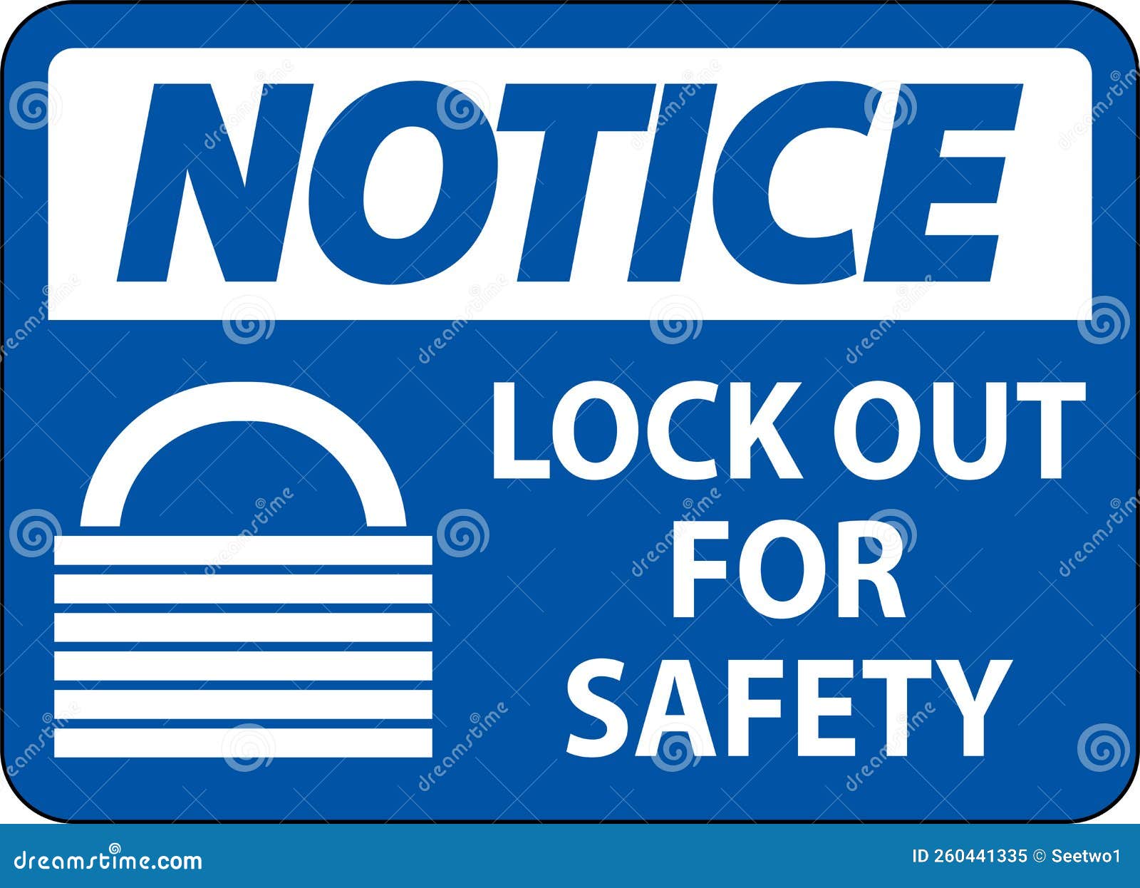 Notice Lock Out Label Sign on White Background Stock Vector ...