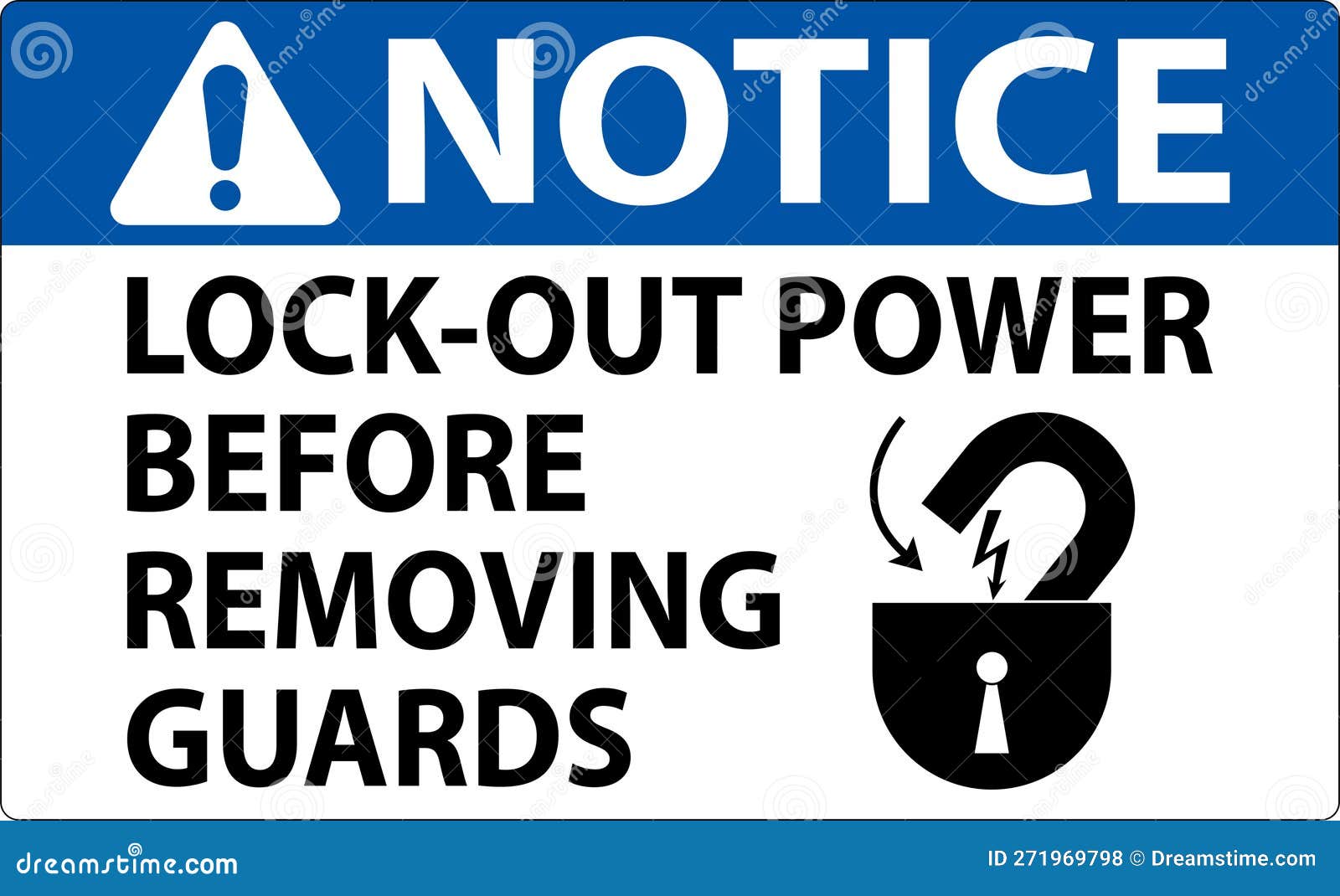 Notice Lock-Out Power Label on White Background Stock Vector ...