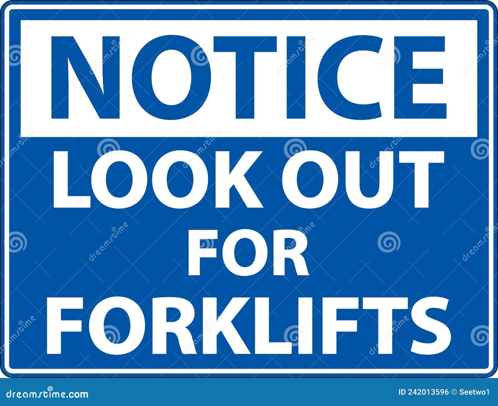 Notice Look Out for Forklifts Sign on White Background Stock Vector ...