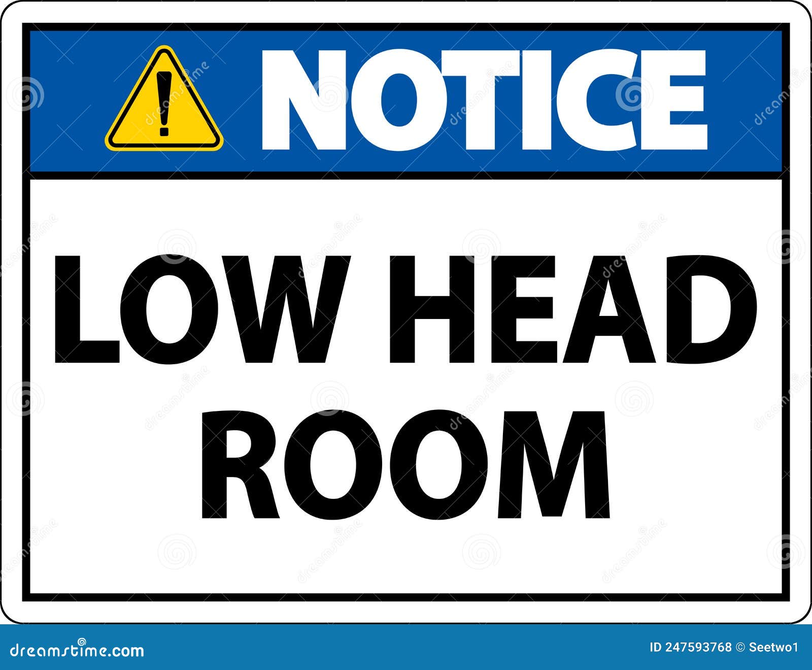 Notice Low Head Room Sign on White Background Stock Vector ...