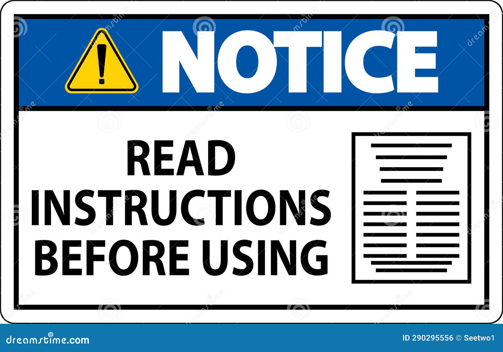 Notice Machine Sign Read Instructions before Using Stock Vector ...