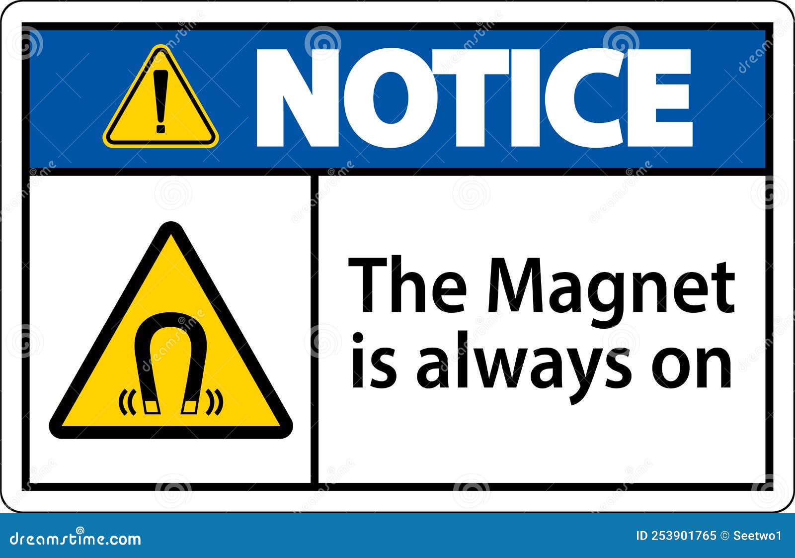 Notice The Magnet Is Always On Symbol Sign, Vector Illustration ...