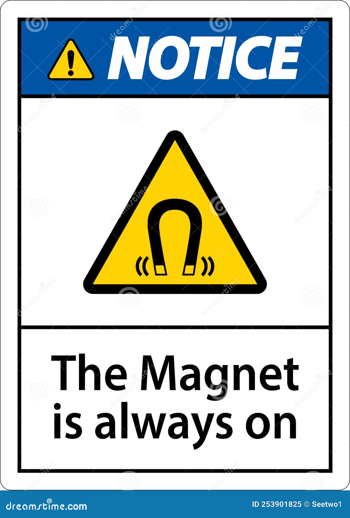 Notice The Magnet Is Always On Symbol Sign, Vector Illustration ...