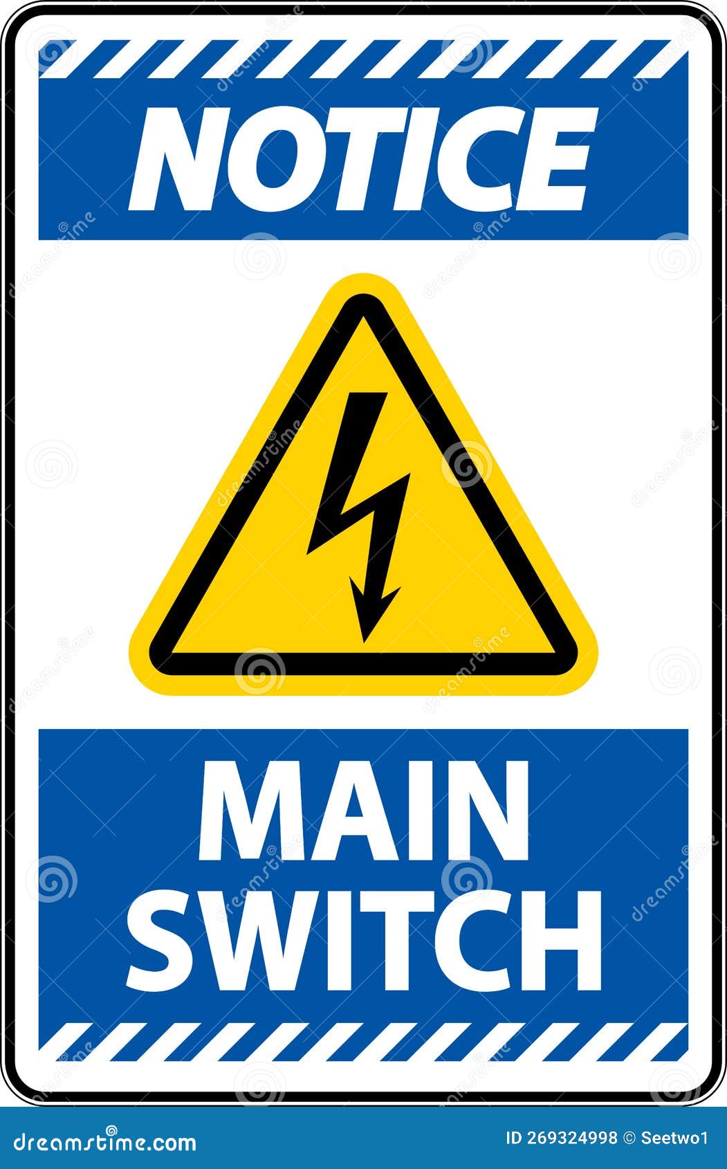 Notice Main Switch Sign on White Background Stock Vector - Illustration ...