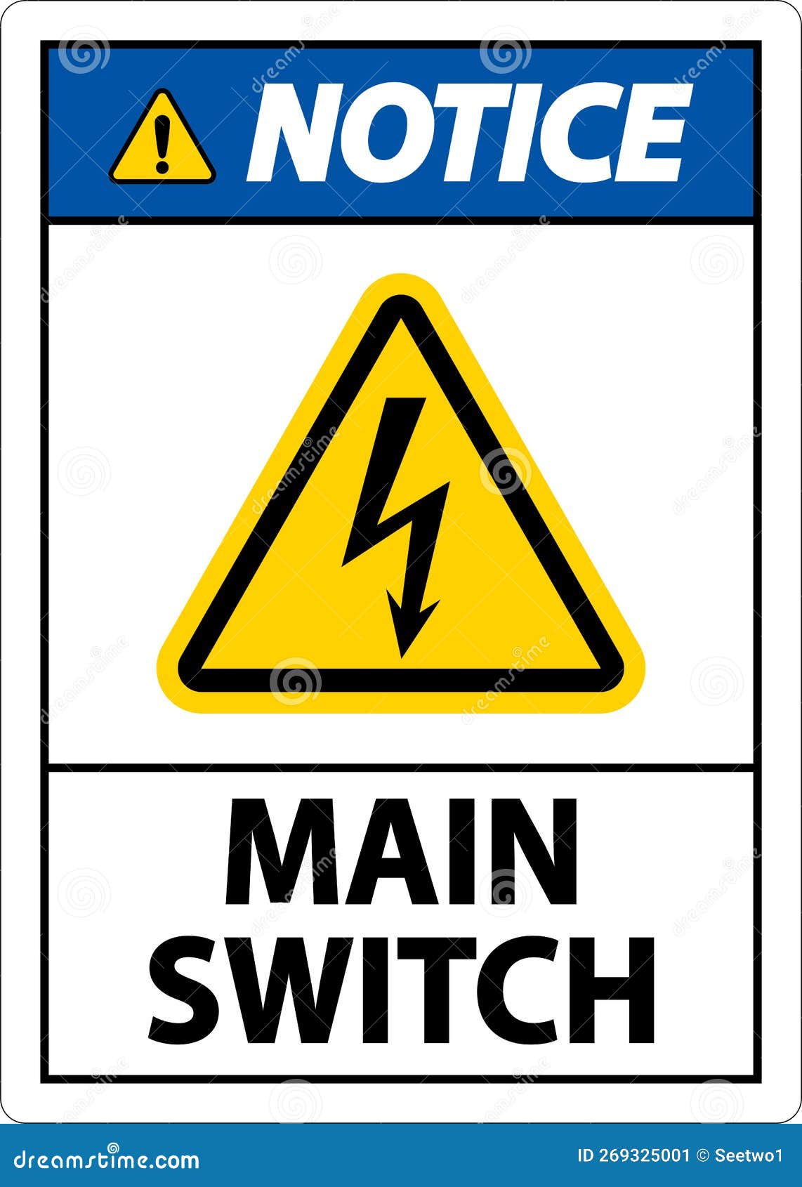 Notice Main Switch Sign on White Background Stock Vector - Illustration ...
