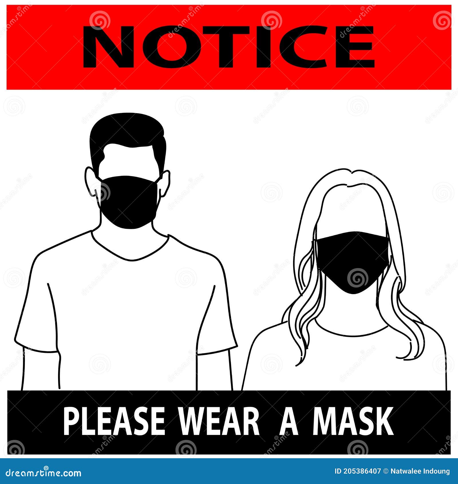 Notice or Mandatory Sign,for Please Wear a Mask Avoid Covid-19 Stock ...