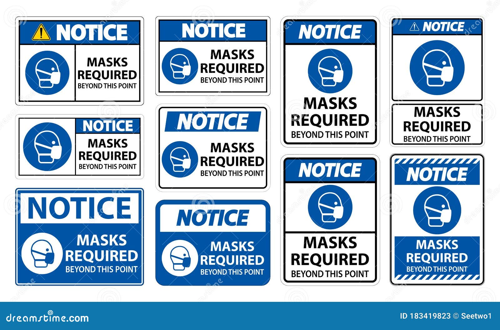 Notice Masks Required Beyond this Point Sign Isolate on White ...