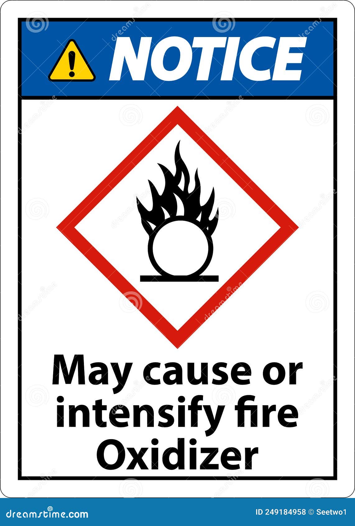 Notice May Cause or Intensify Fire GHS Sign on White Background Stock ...