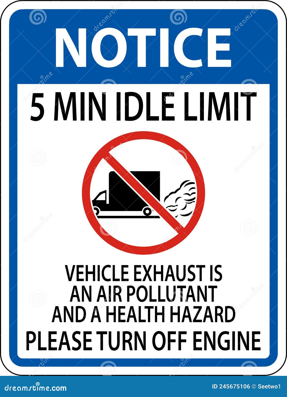 Warning Idle Free Zone Turn Off Ignition Symbol Sign ,Vector ...