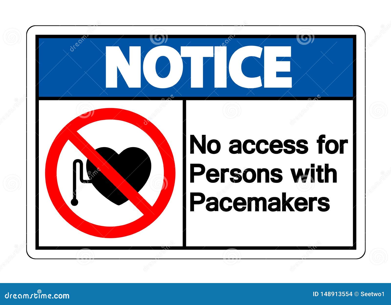 Notice No Access for Persons with Pacemaker Symbol Sign Isolate on ...