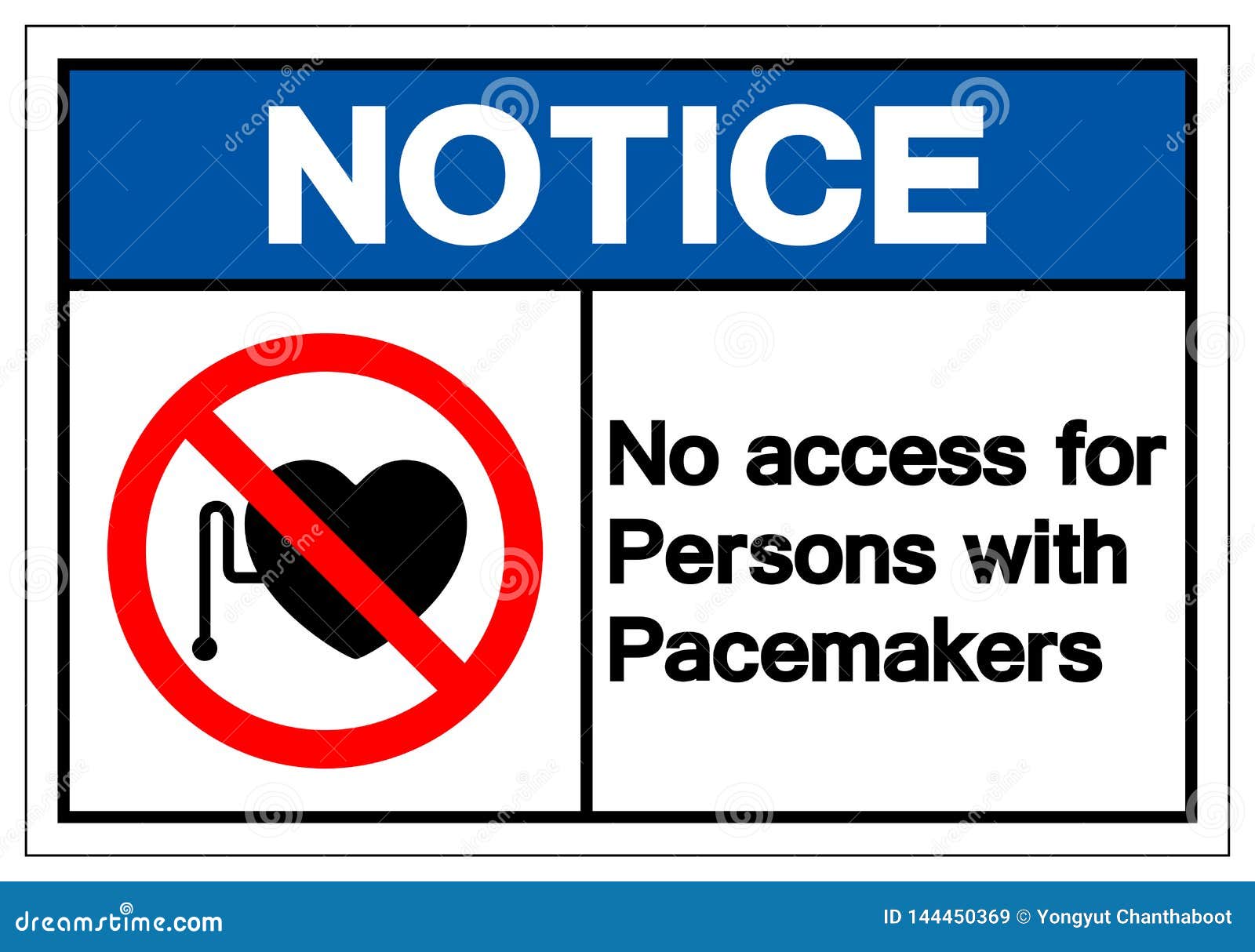 Notice No Access for Persons with Pacemaker Symbol Sign ,Vector ...
