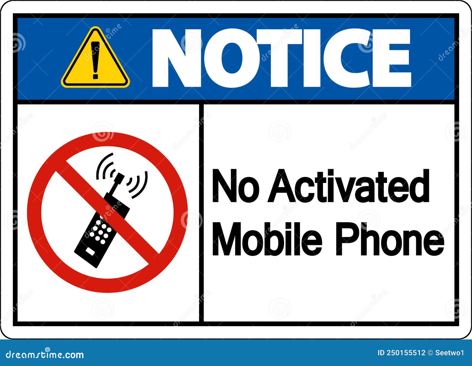 Notice No Activated Mobile Phone Sign on White Background Stock Vector ...