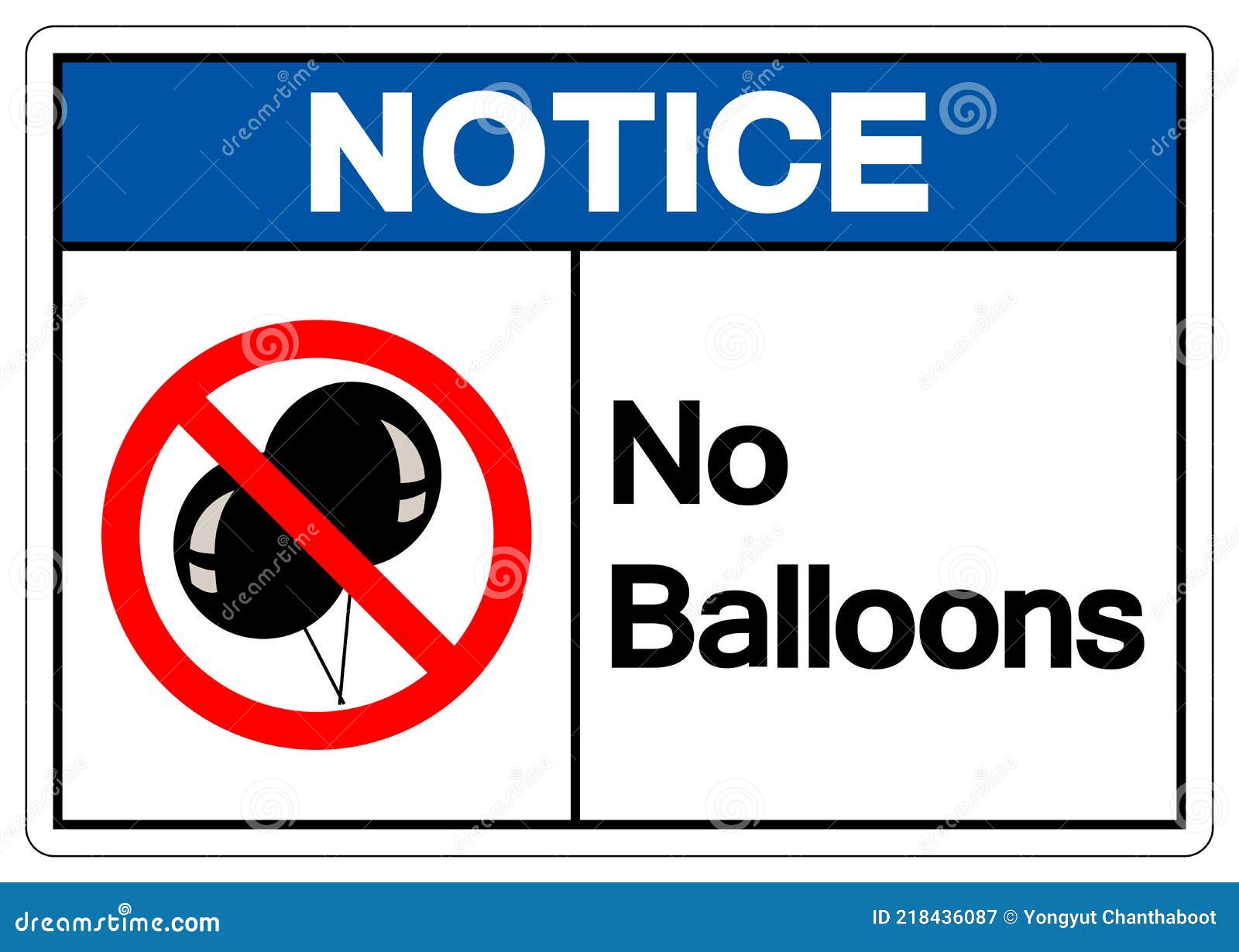 Notice No Balloons Symbol Sign, Vector Illustration, Isolate on White ...