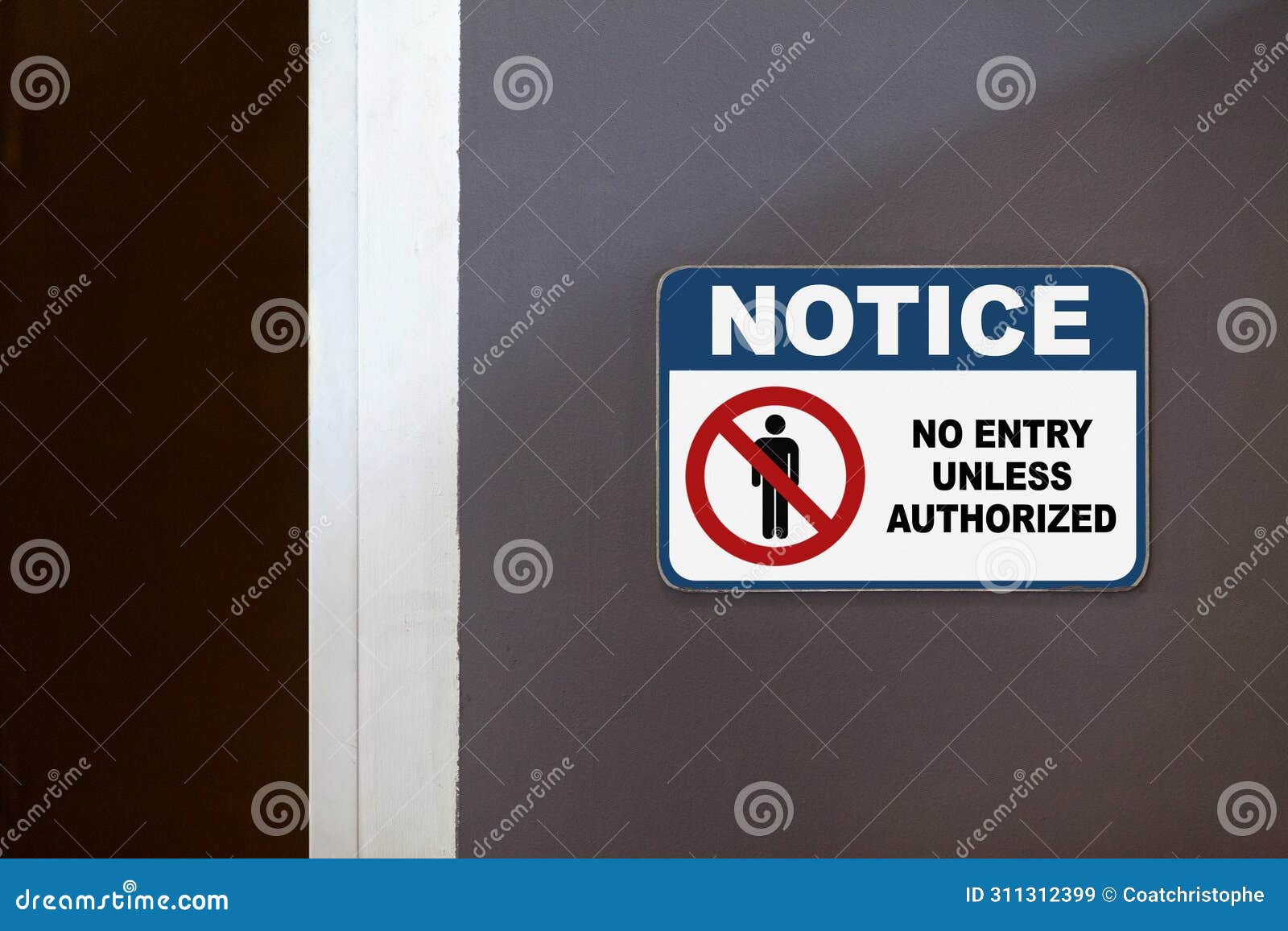Notice, No Entry Unless Authorised Stock Image - Image of enter ...