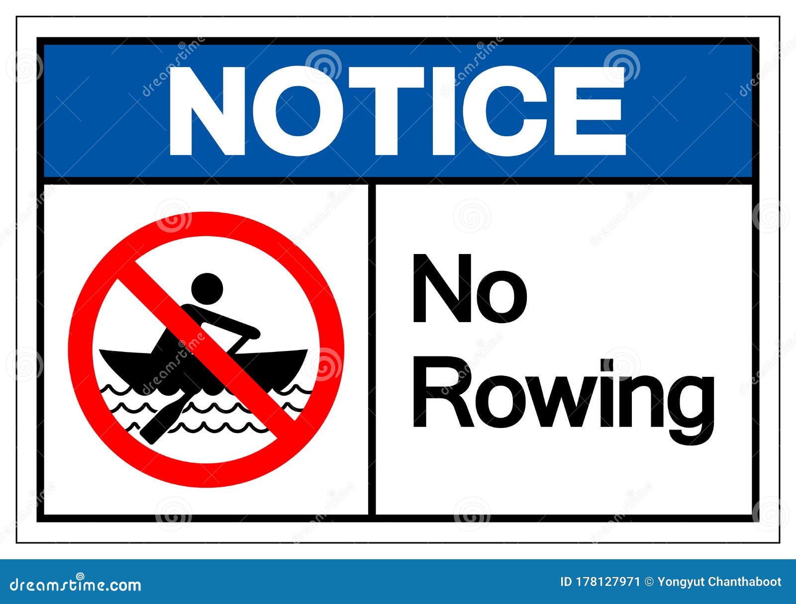 Notice No Rowing Symbol Sign, Vector Illustration, Isolate on White ...