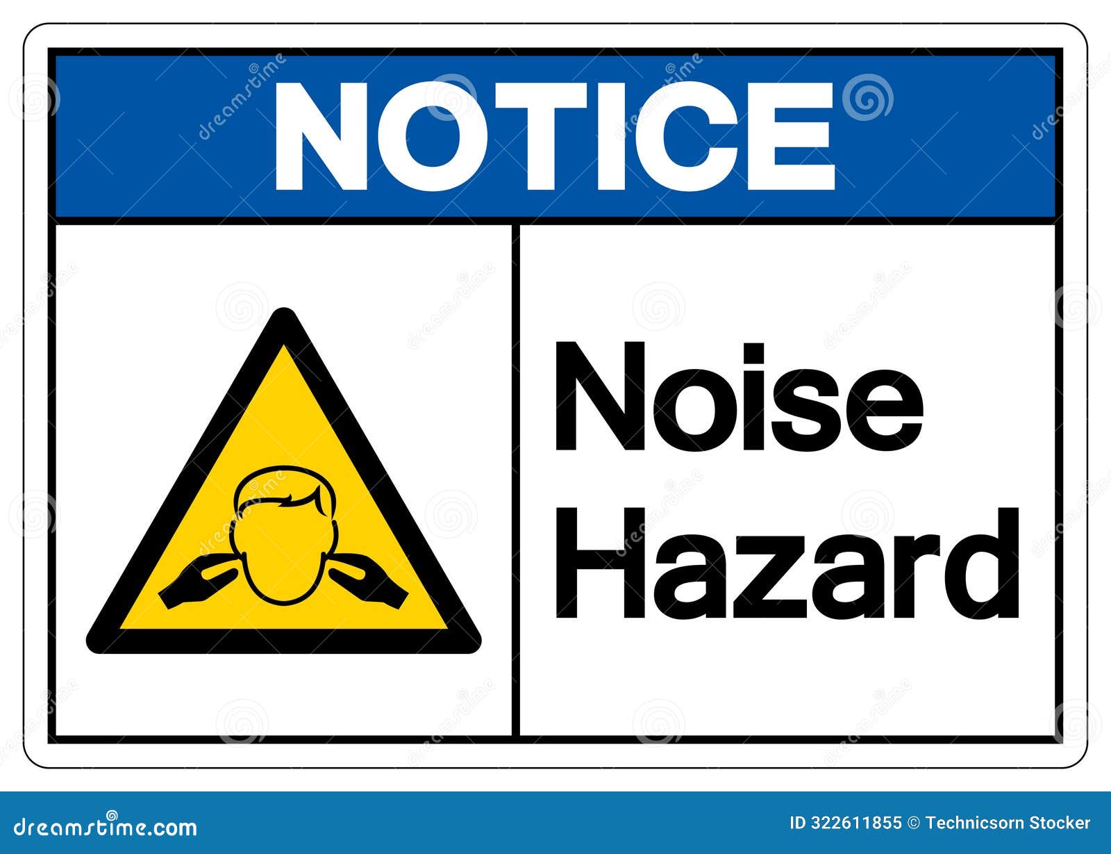 Notice Noise Hazard Symbol Sign, Vector Illustration, Isolate on White ...